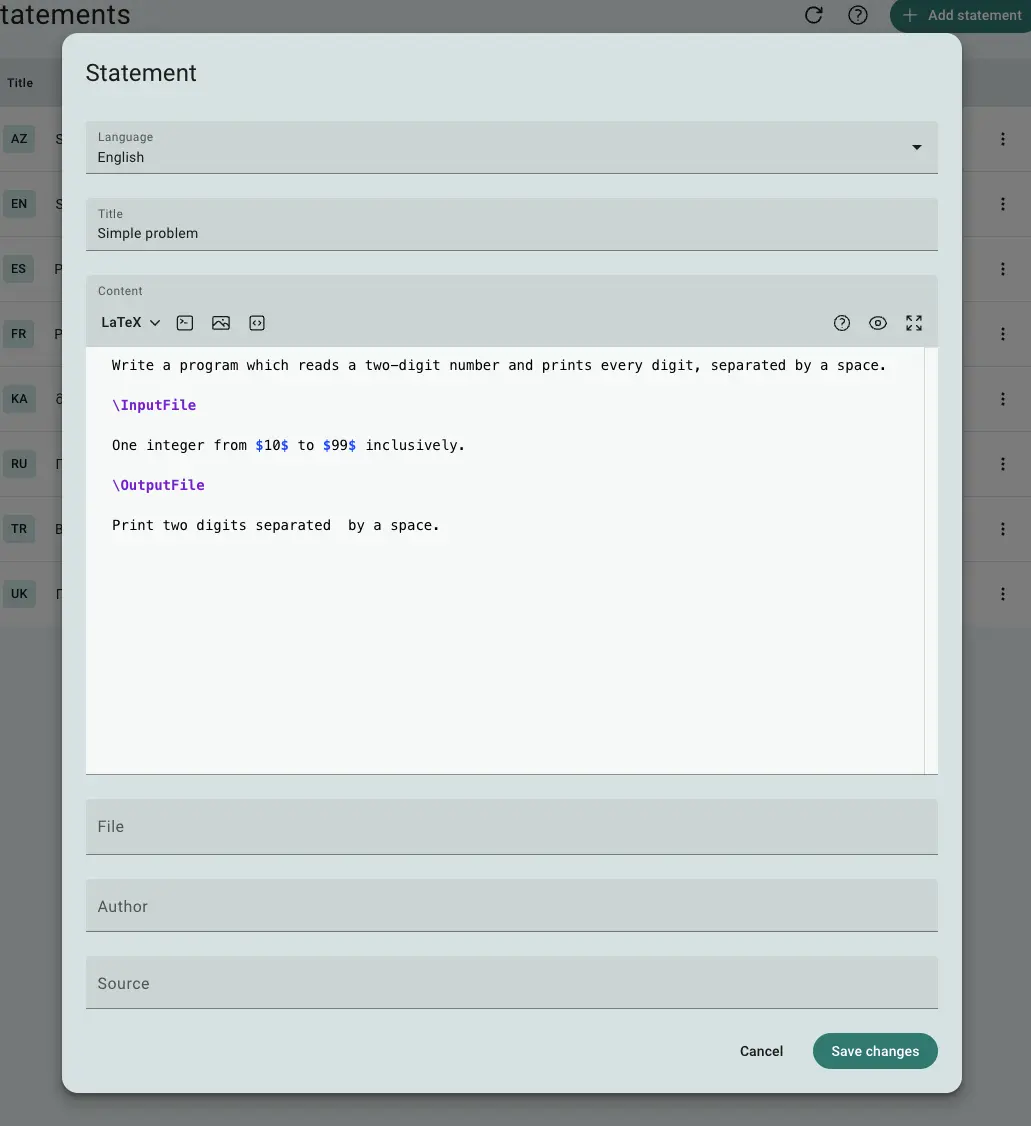 Problem Statement - Eolymp