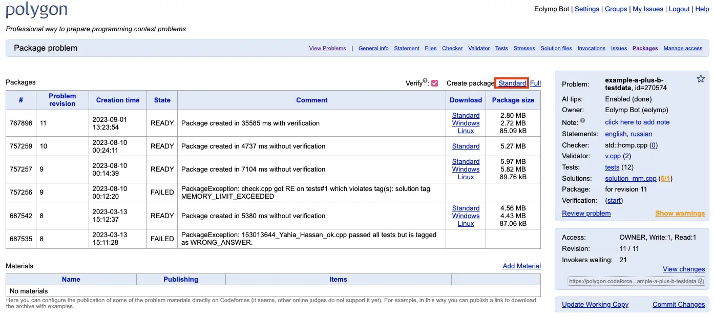 Import Problems from Polygon - Eolymp