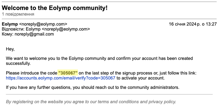 Create an account - Eolymp