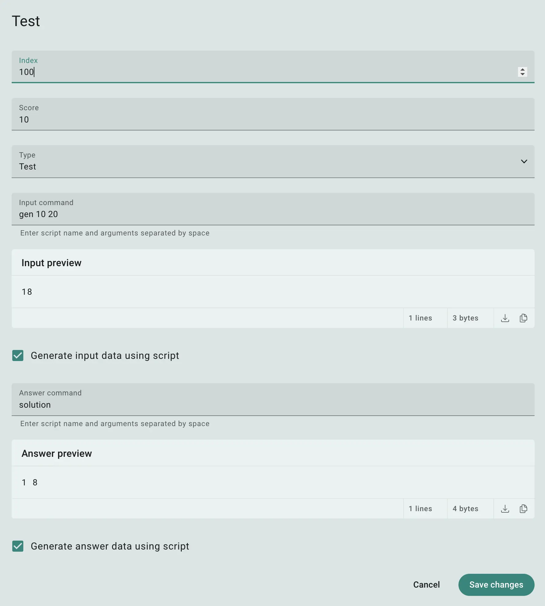 Test generation - Eolymp